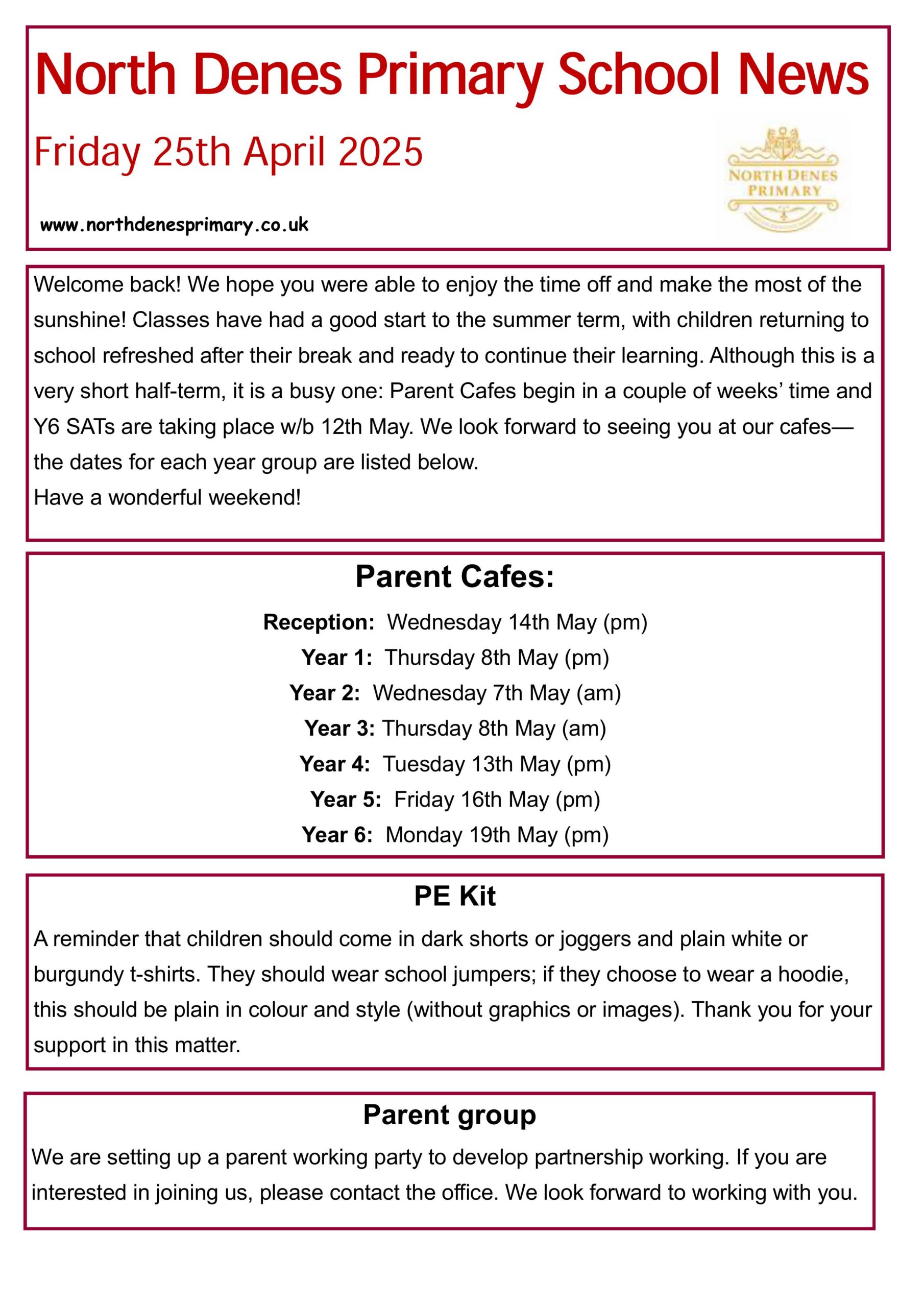 Newsletter 25/04/2025 – North Denes Primary School